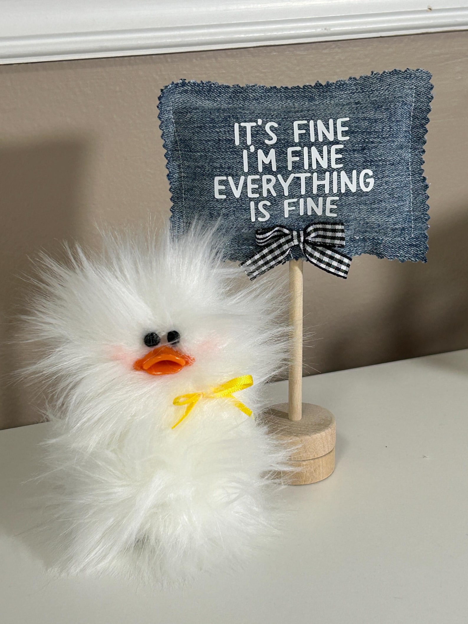 Frazzled DUCK Duckling Standing Tiered Tray Spring Decor I’m Fine It’s ...