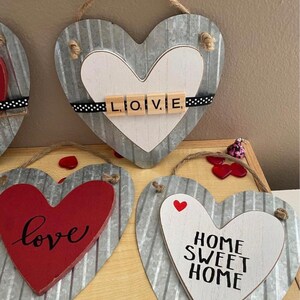 Heart Wall Decor Wood Metal Sign LOVE Home Sweet Home Farmhouse Style ...