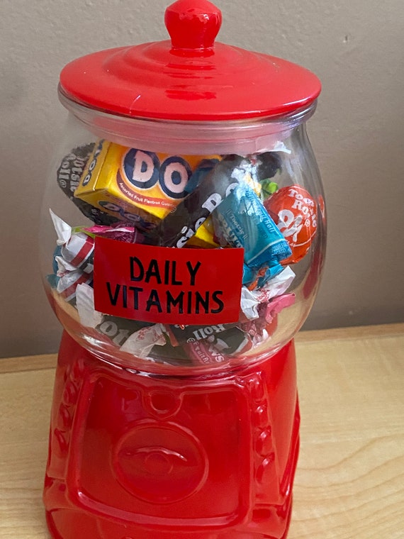 Gumball machine Canister with lid Candy Jar Glass personalized | Etsy