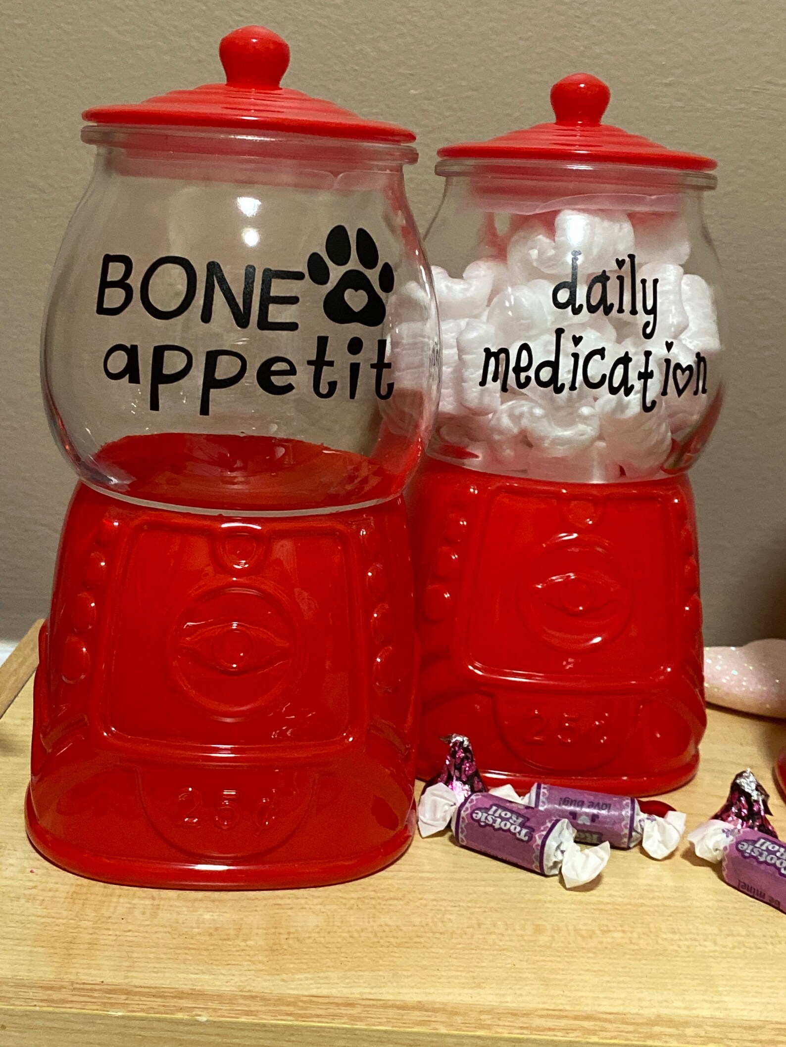 Glass Canister Red Gumball Holder Jar With Lid CUSTOM ORDER | Etsy