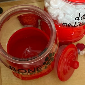 Glass Canister Red Gumball Holder Jar With Lid CUSTOM ORDER PERSONALIZE ...