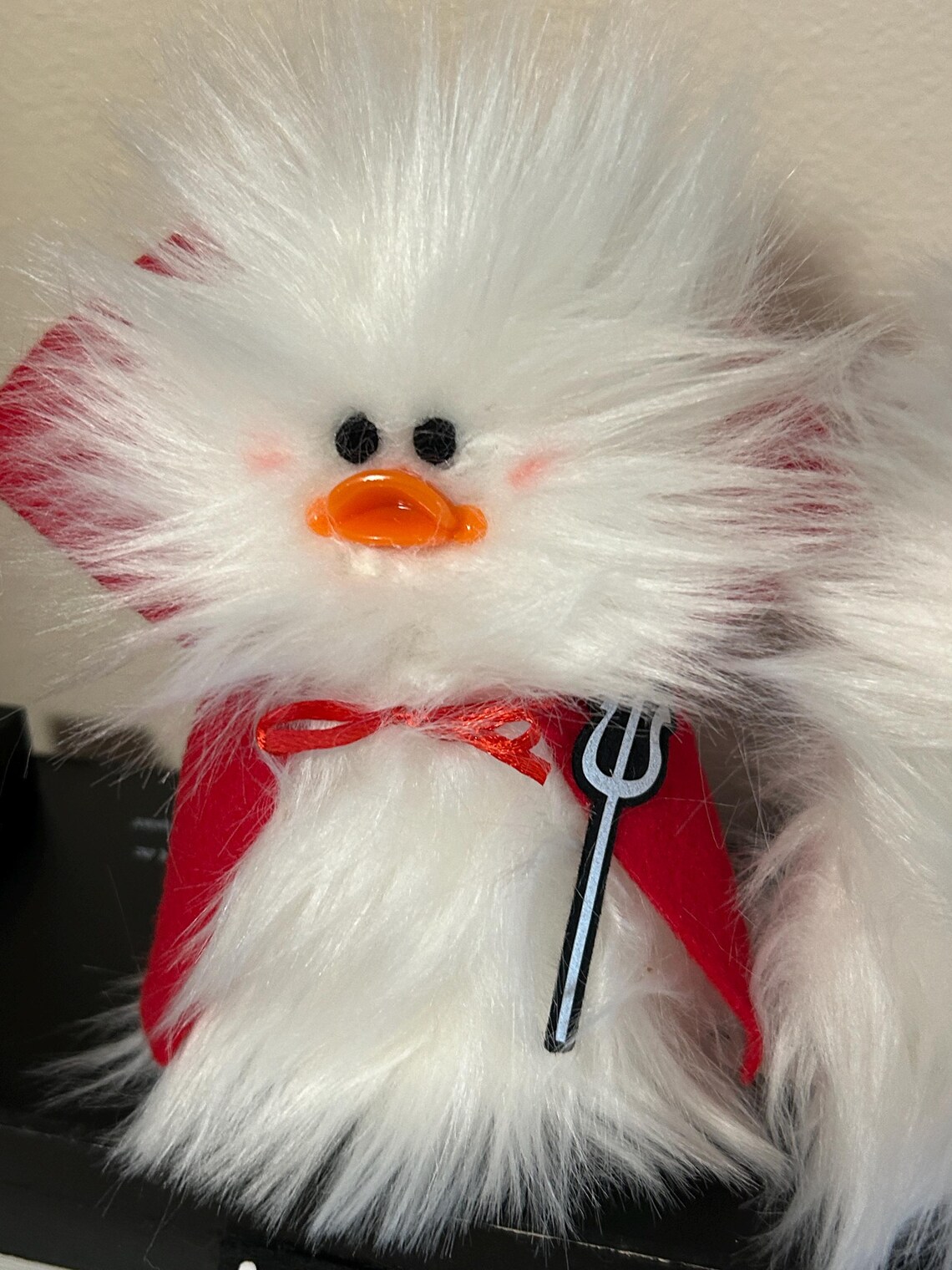 Frazzled Halloween Witch + Little Devil Standing Faux Fur White Fuzzy ...
