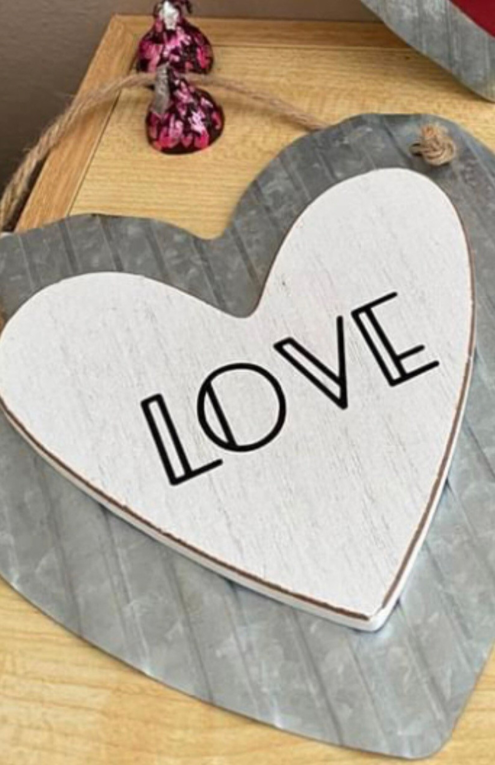 Heart Wall Decor Wood Metal Sign LOVE Home Sweet Home Farmhouse Style ...