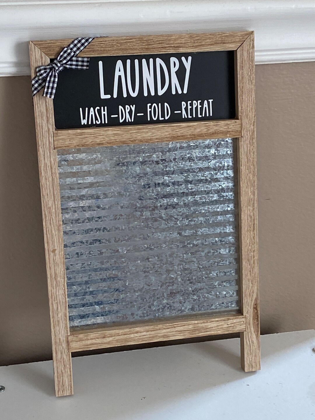 Laundry Room Decor - Washboard Sign - Wash Dry Fold Repeat - Farmhouse ...