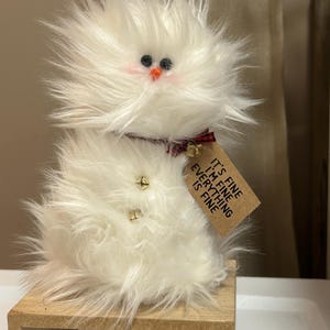 Frazzled Snowman Standing Faux Fur Winter Decor I’m Fine Holiday Gift ...