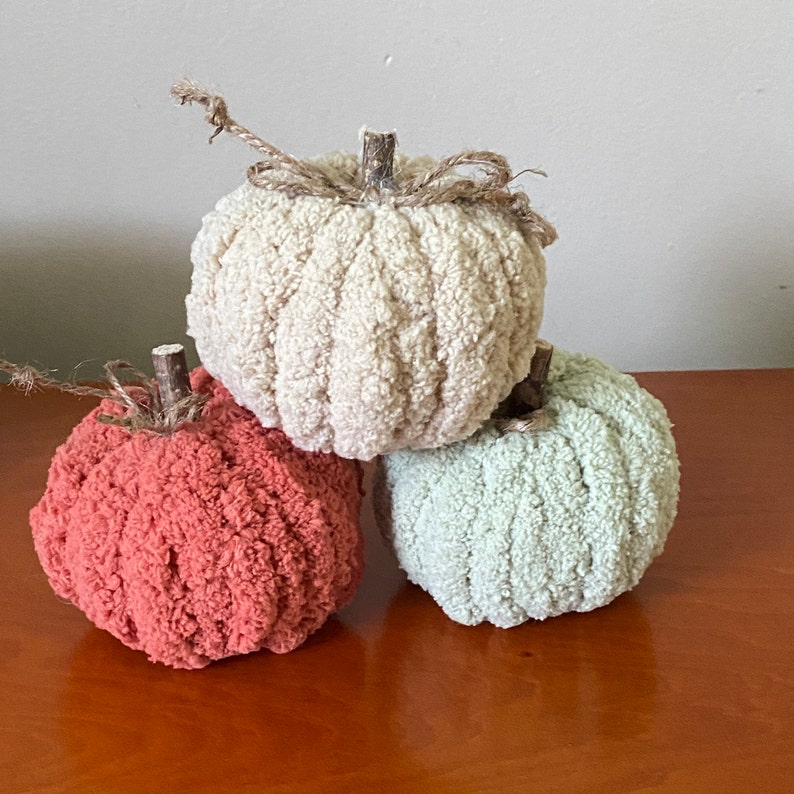 Decorative Pumpkins - Fall Decor - Set of 3 Yarn Pumpkins for Tiered ...