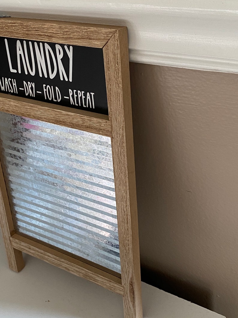 Laundry Room Decor - Washboard Sign - Wash Dry Fold Repeat - Farmhouse ...