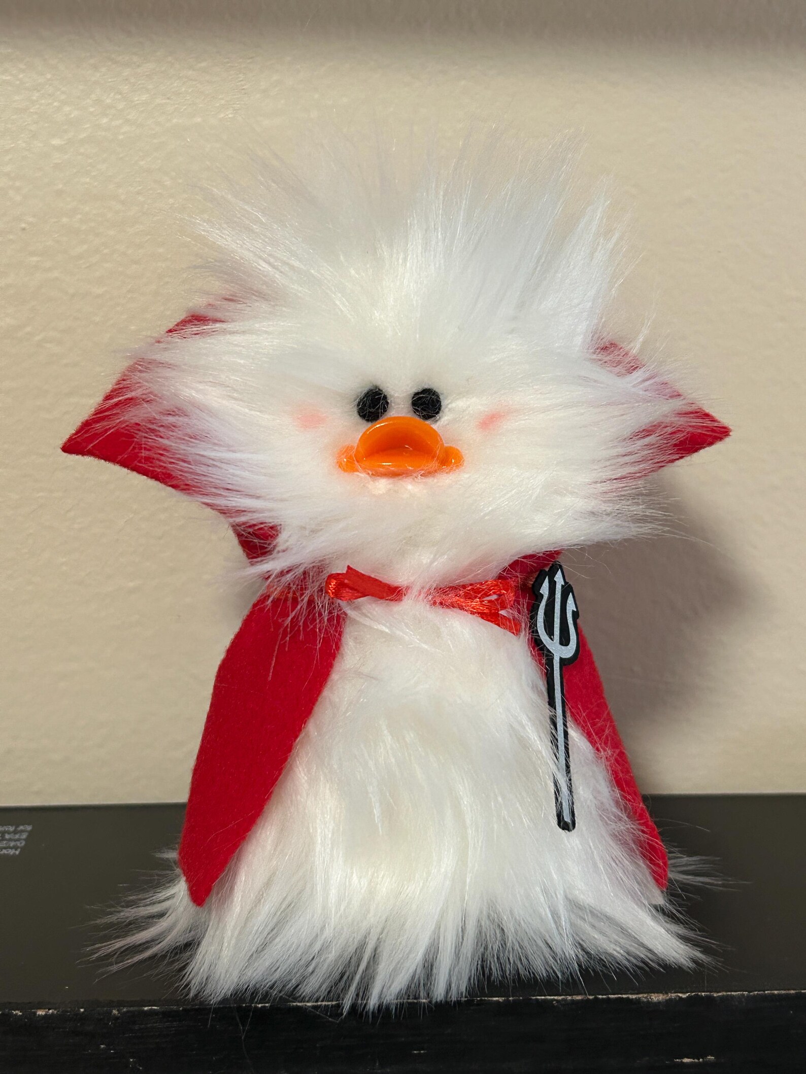 Frazzled Halloween Witch + Little Devil Standing Faux Fur White Fuzzy ...