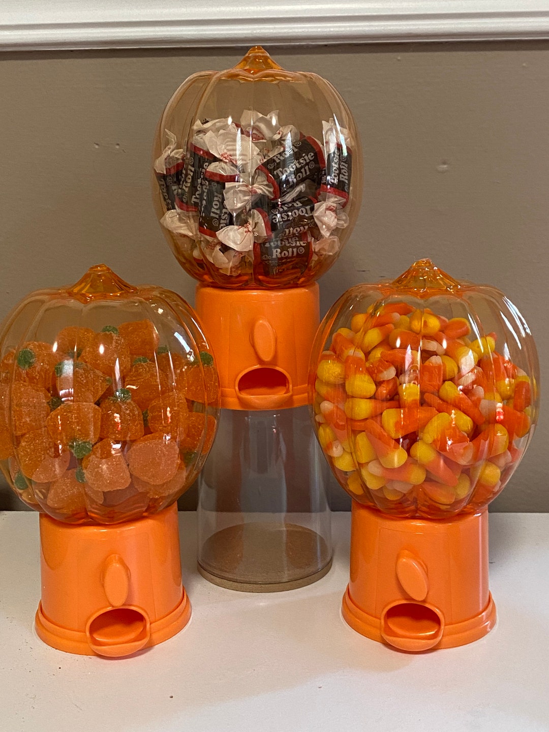 Mini Gumball Machine Candy Dispenser PUMPKIN Candy Machine 6.5” Can Be ...
