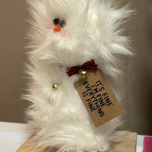 Frazzled Snowman Standing Faux Fur Winter Decor I’m Fine Holiday Gift ...