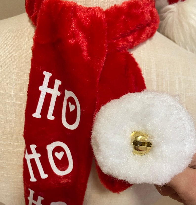Santa Scarf With Bells Red Soft Fuzzy Christmas Accessory Jingle Red ...