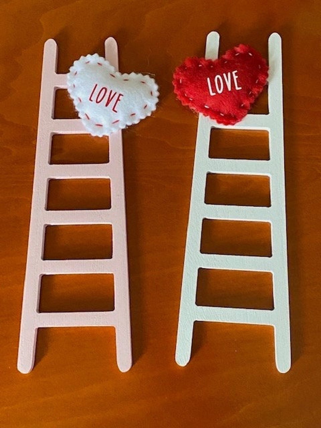 Valentine's Day Tiered Tray Ladder - White or Pink Love Ladder - Mini ...