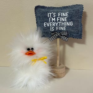 Frazzled DUCK Duckling Standing Tiered Tray Spring Decor I’m Fine It’s ...