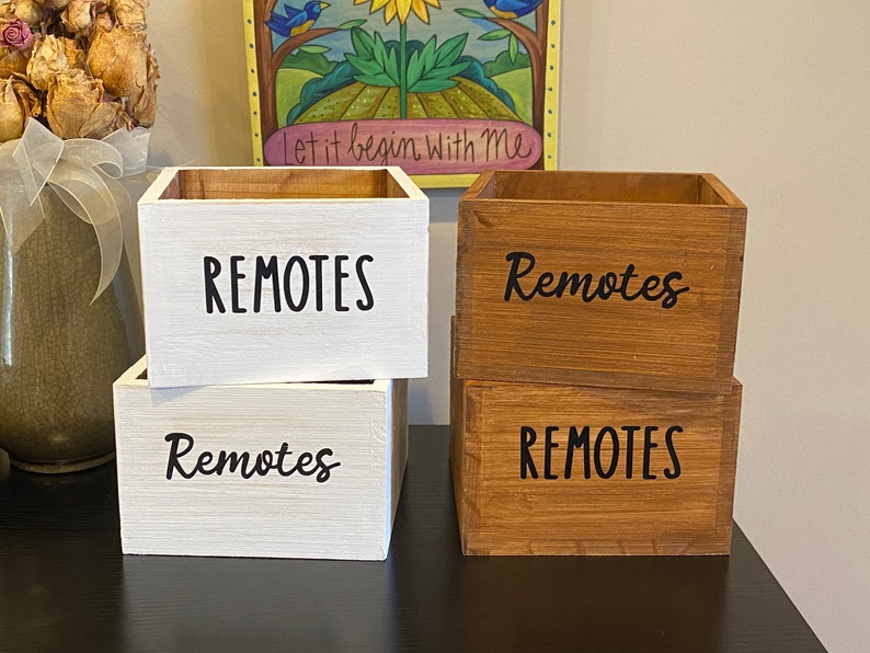Remote Caddy Hand Painted Wood Box Wooden Remote Holder - Etsy