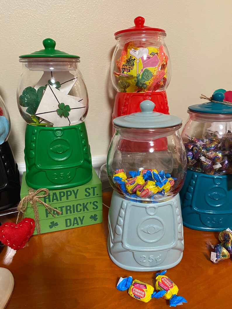 Hand Painted Gumball Machine Choose Your Color Glass Canister - Etsy