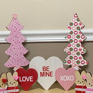Heart Trio Wood Sign Love Be Mine XOXO Wood Hearts Valentine’s Day ...