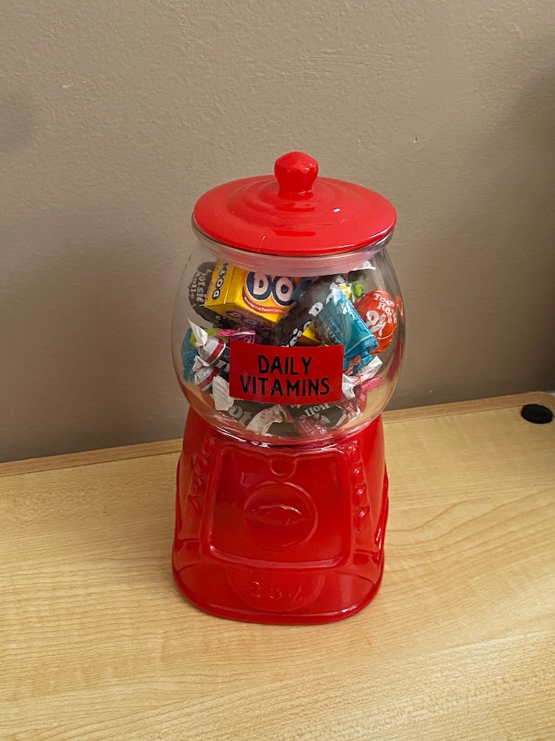 Gumball machine Canister with lid Candy Jar Glass personalized | Etsy