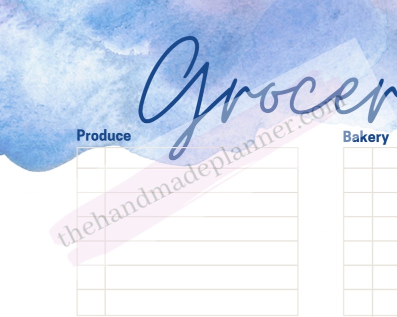 Sectioned Grocery List Printable Printable Grocery List - Etsy