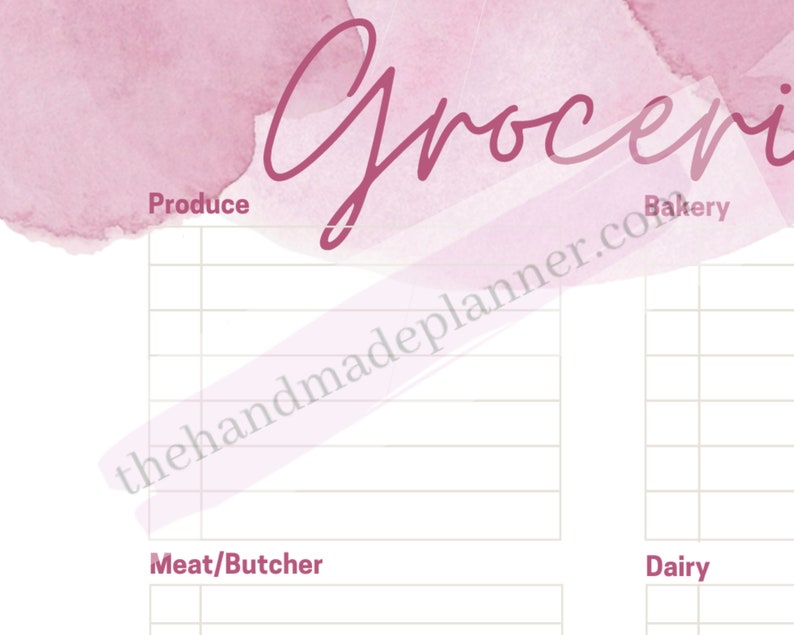 Sectioned Grocery List Printable Printable Grocery List - Etsy