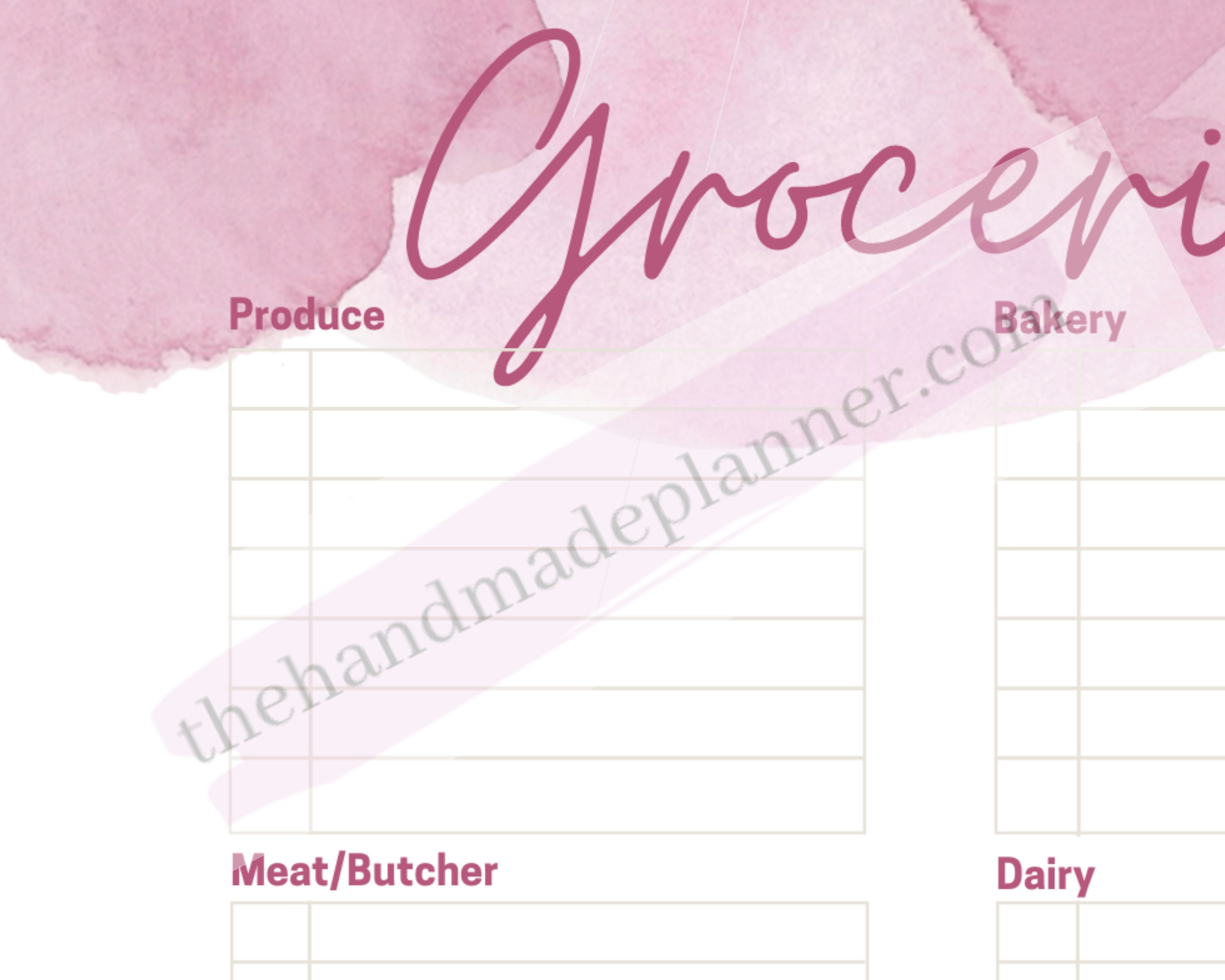 Sectioned Grocery List Printable, Printable Grocery List, Printable ...
