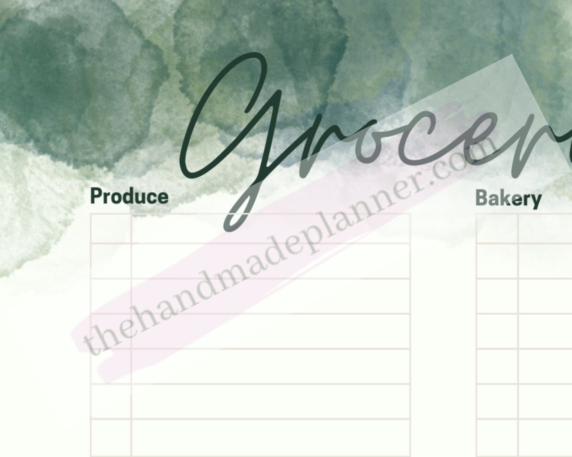 Sectioned Grocery List Printable, Printable Grocery List, Printable ...