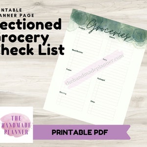 Sectioned Grocery List Printable, Printable Grocery List, Printable ...
