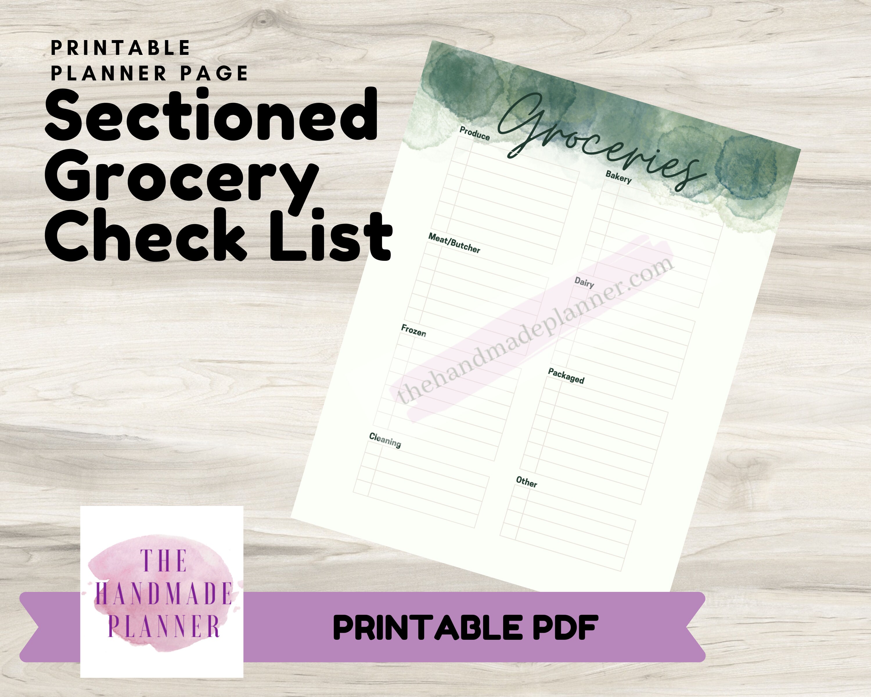 Sectioned Grocery List Printable, Printable Grocery List, Printable ...