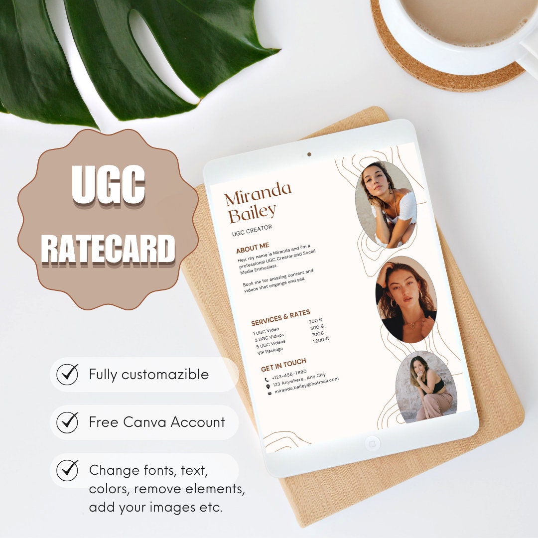 Rate Card UGC Template | Content Creator Rate Card | UGC Rate Card ...