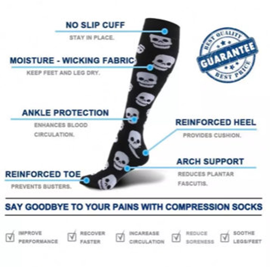 Skull Compression Socks-see Coupon in Description Tab | Etsy