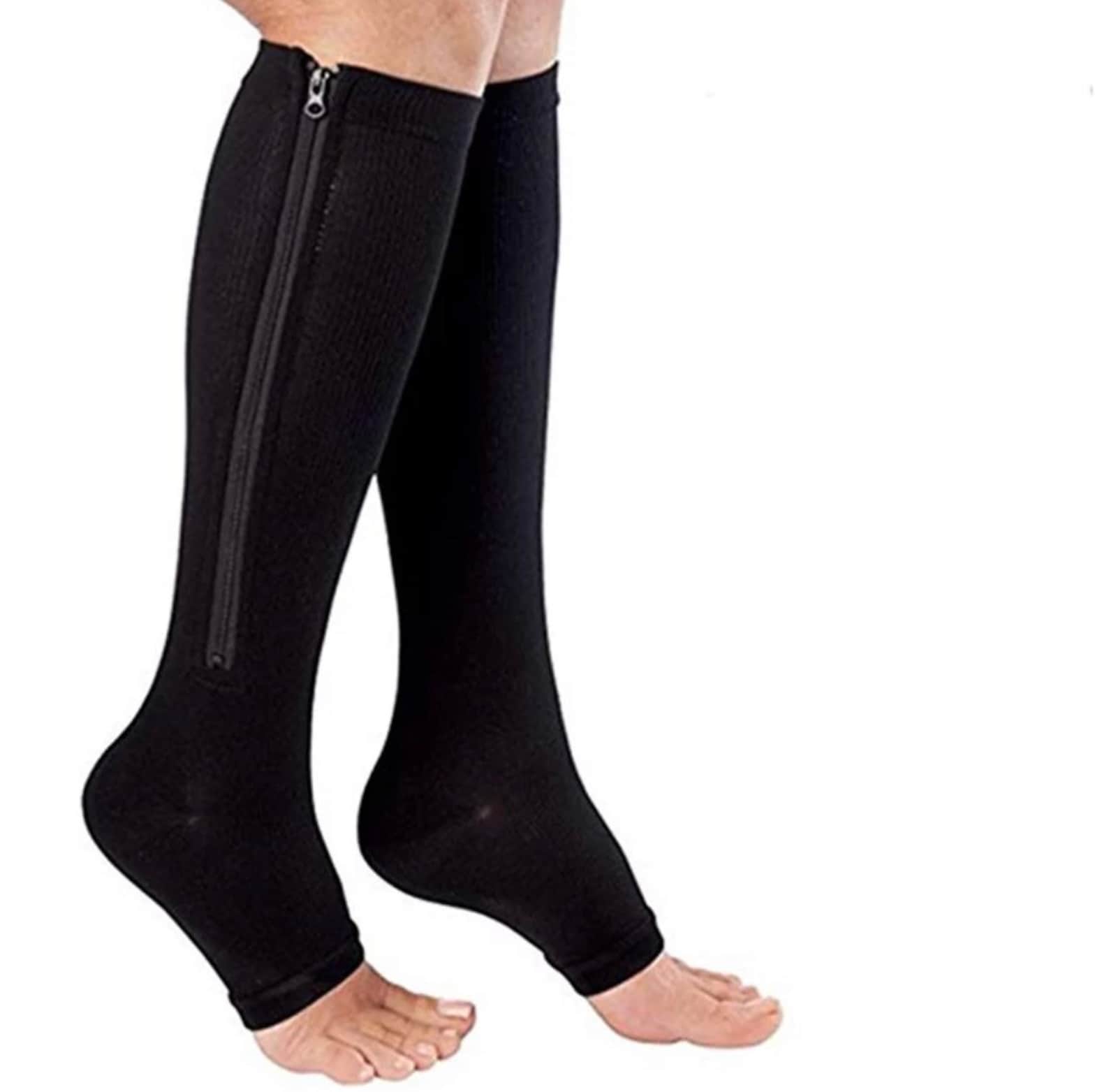 20-30 Mm Hg Open Toe Compression Socks With Zipper - Etsy