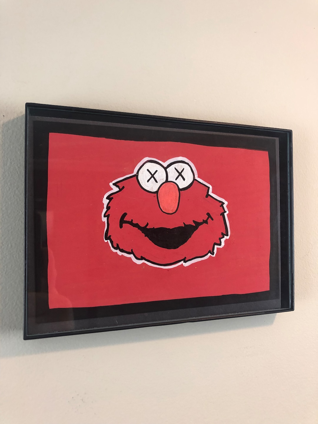KAWS Style Elmo - Hand Drawn Framed 5X7 - Etsy