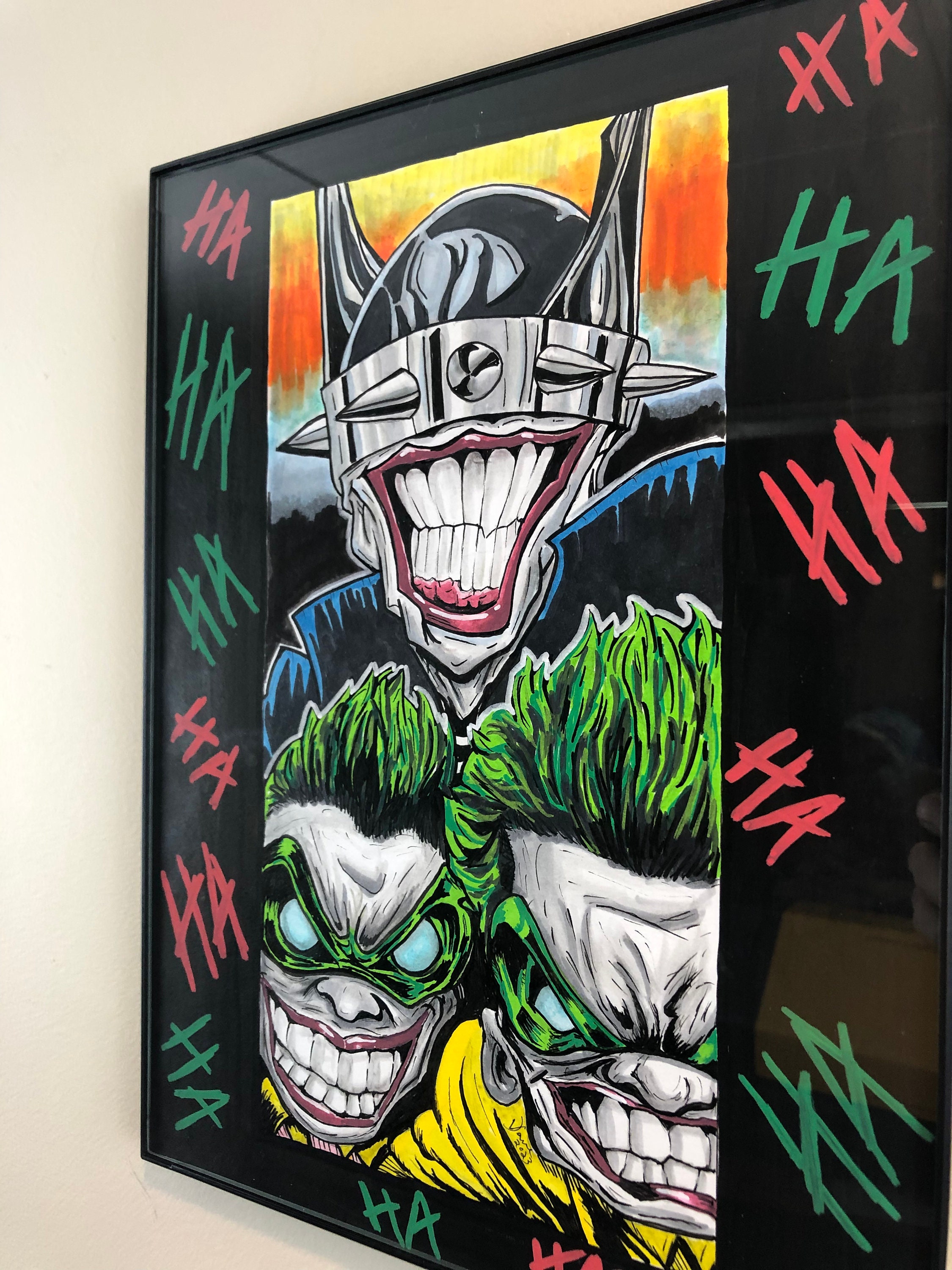 Batman Who Laughs and His Robins - Hand Drawn Framed 9x12 - Etsy