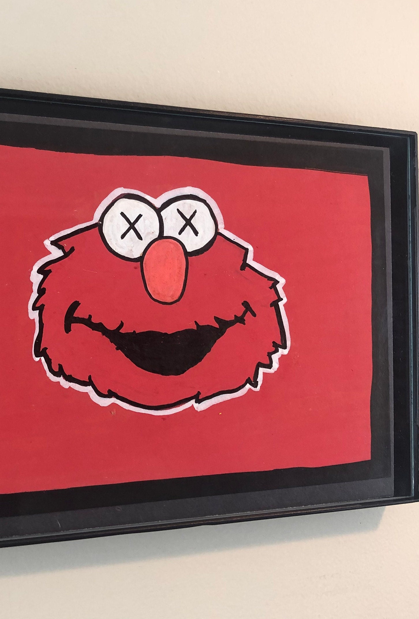 KAWS Style Elmo - Hand Drawn Framed 5X7 - Etsy