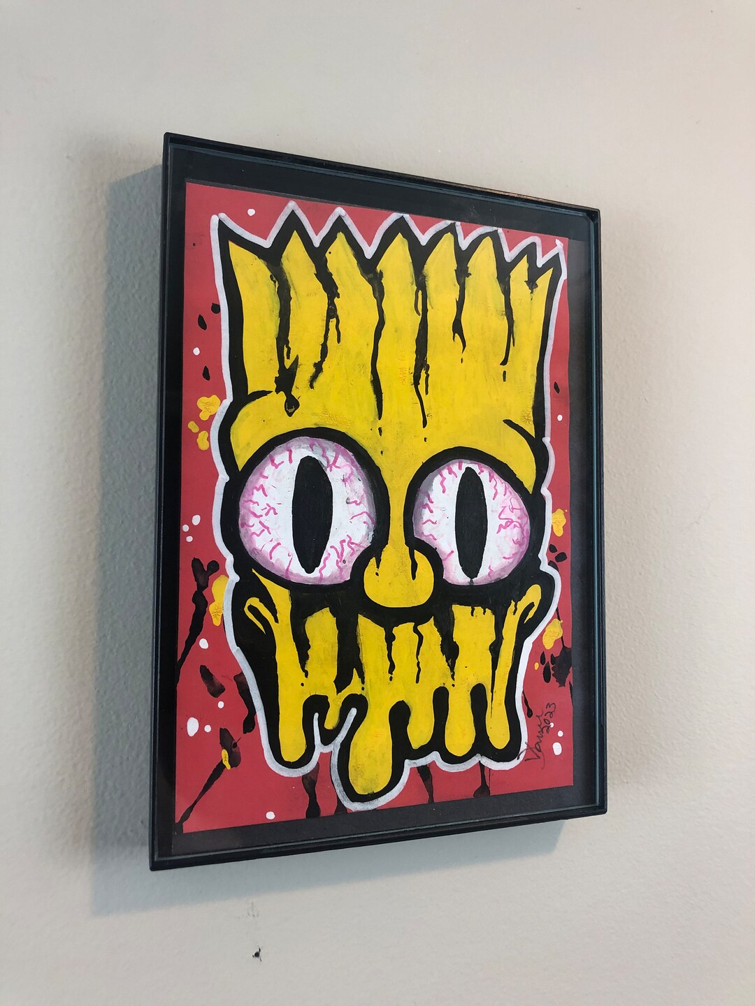 Melting Bart - Hand Drawn Framed 5X7 - Etsy