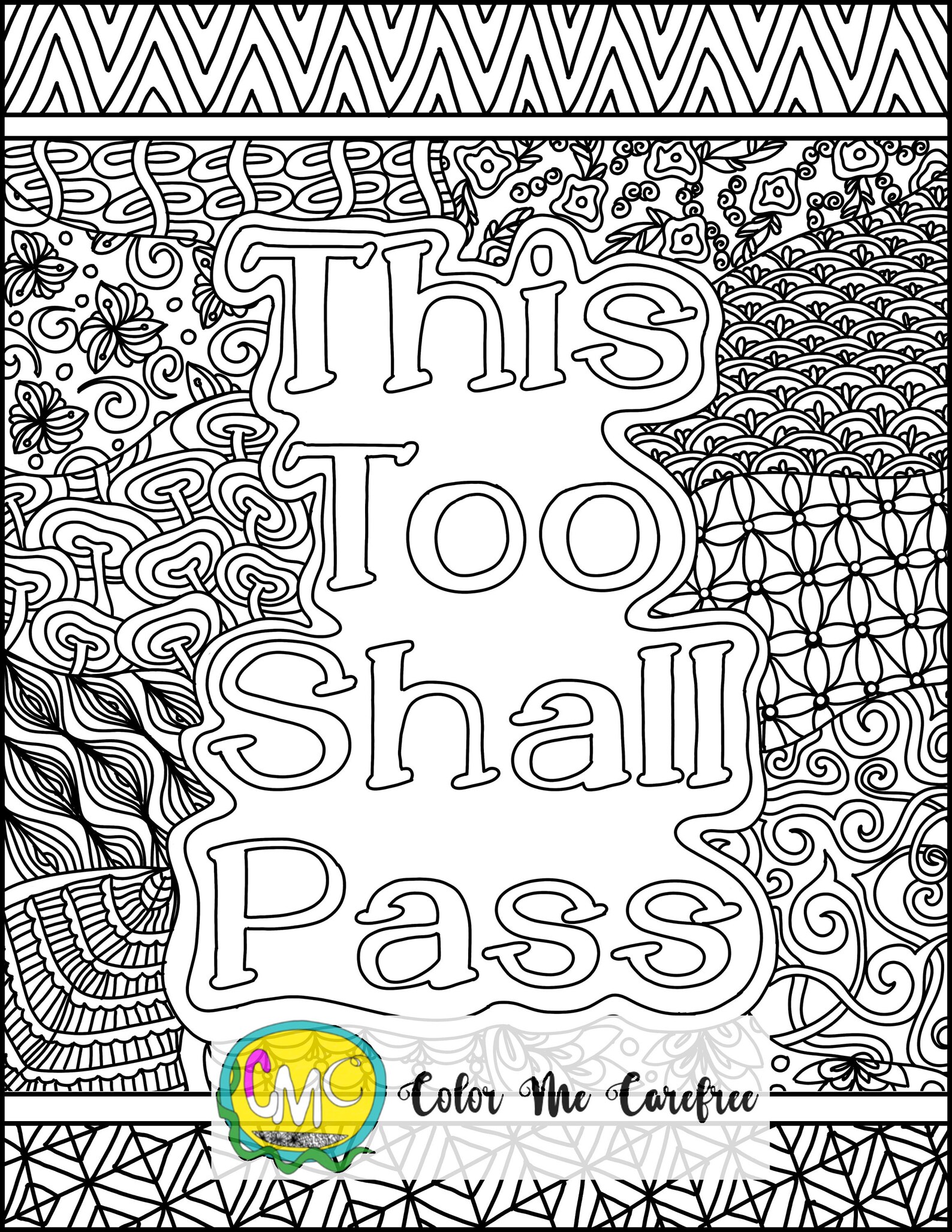 This Too Shall Pass Adult Coloring Page Doodle Pattern Style | Etsy