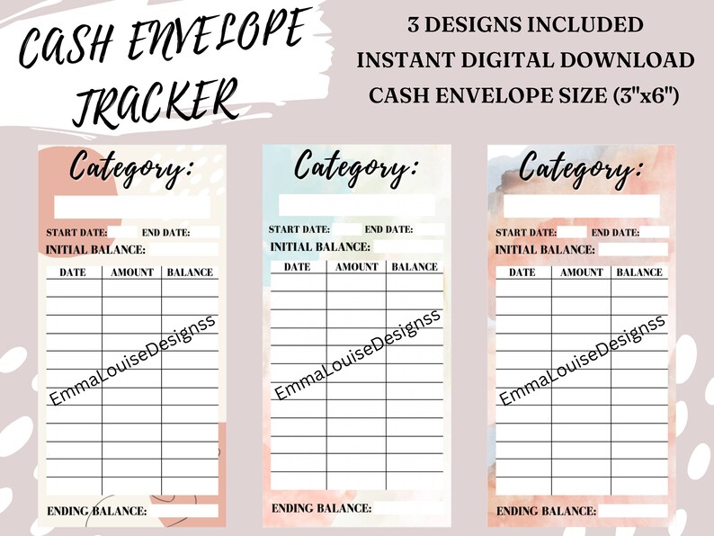 Cash Envelope Spending Tracker Insert | PDF Digital Download ...