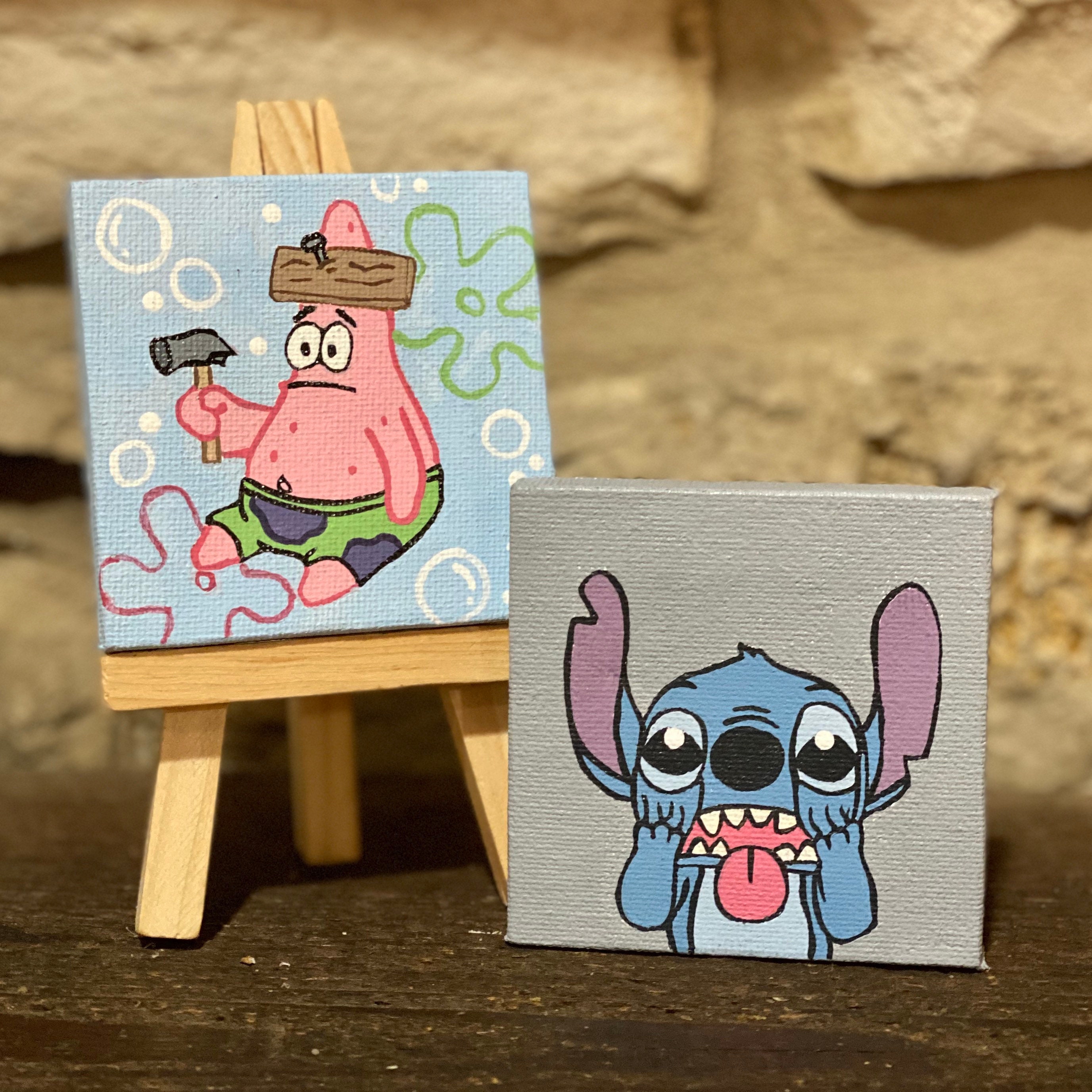 Acrylic Custom Cartoon Character Mini Canvas with Easel Painting ...