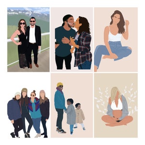 Three Person Custom Portrait | Digital Portrait| Personalized Gift ...