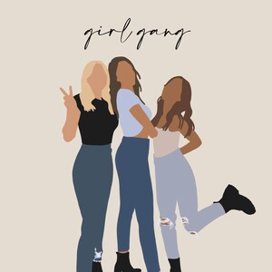 Three Person Custom Portrait | Digital Portrait| Personalized Gift ...