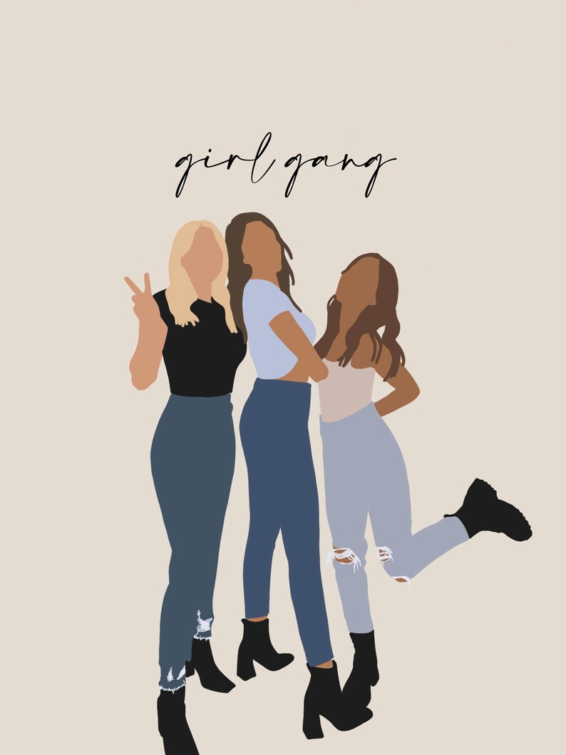 Three Person Custom Portrait | Digital Portrait| Personalized Gift ...