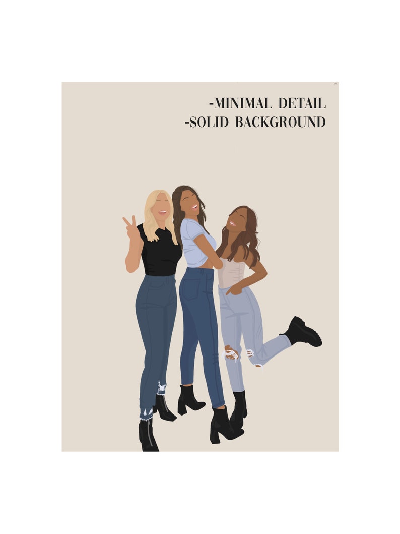 Three Person Custom Portrait | Digital Portrait| Personalized Gift ...