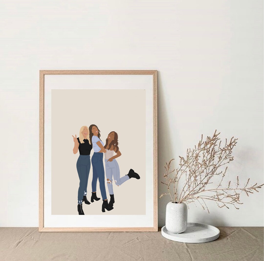 Three Person Custom Portrait | Digital Portrait| Personalized Gift ...