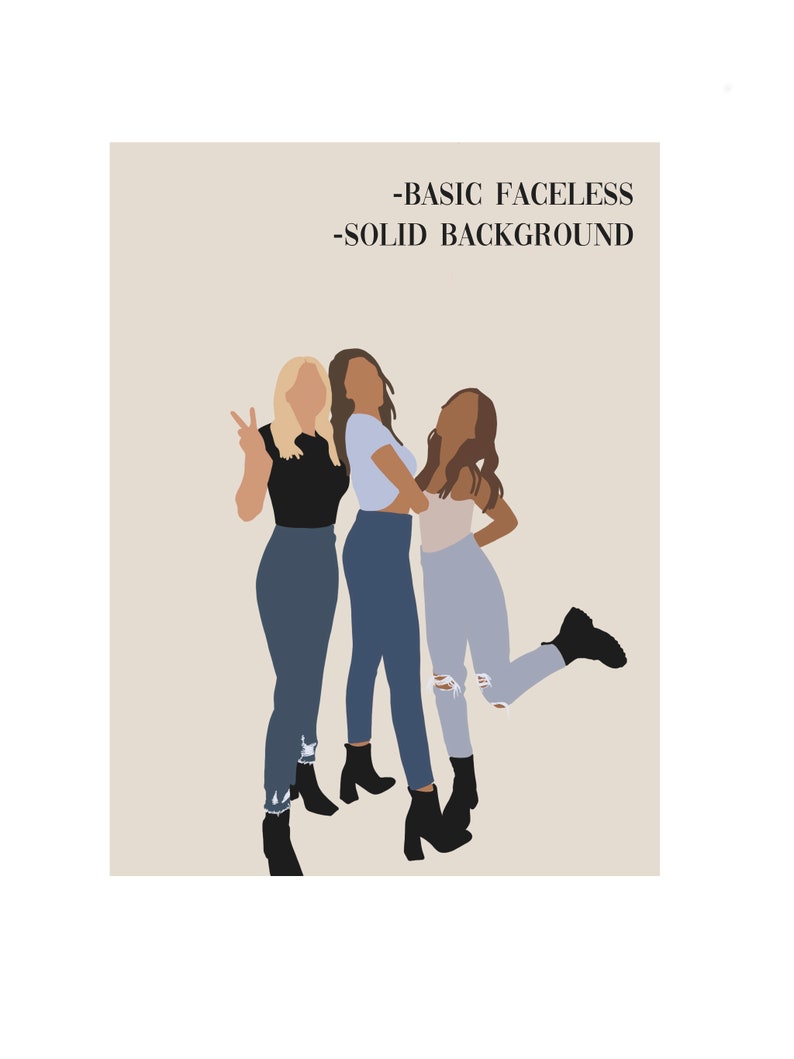 Three Person Custom Portrait | Digital Portrait| Personalized Gift ...