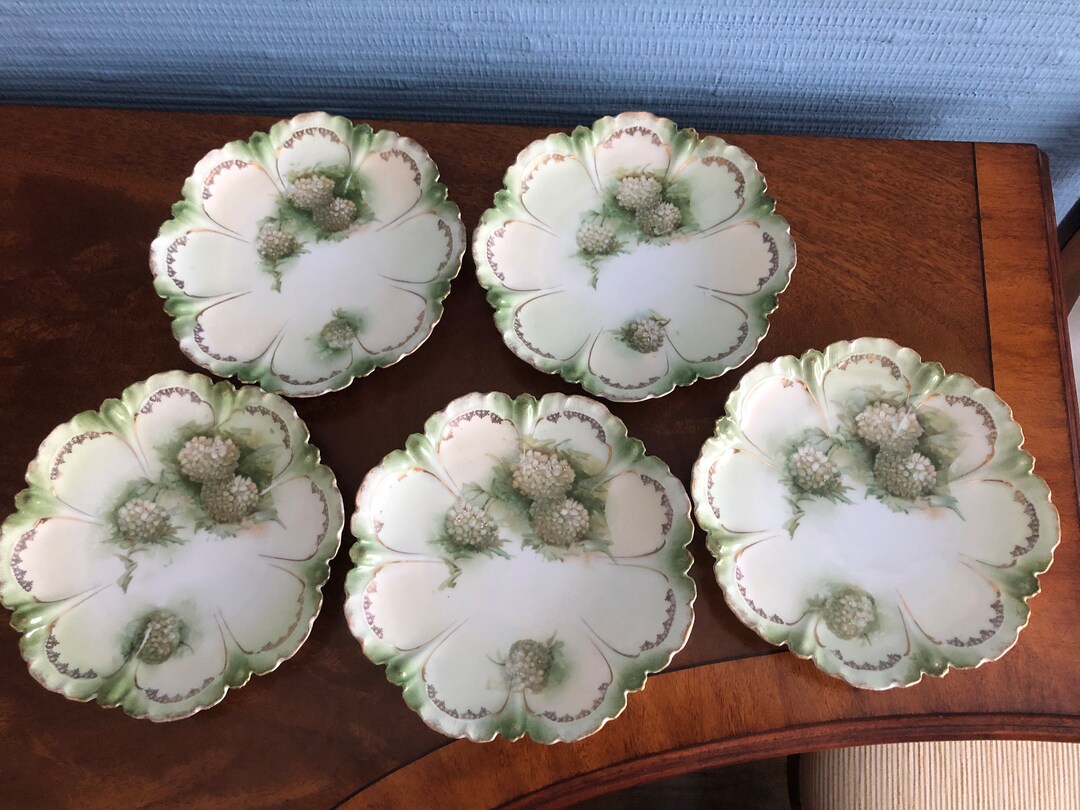 Set of Five R.S. Prussia Plates Unsigned, Hand Painted Circa 1870s to ...