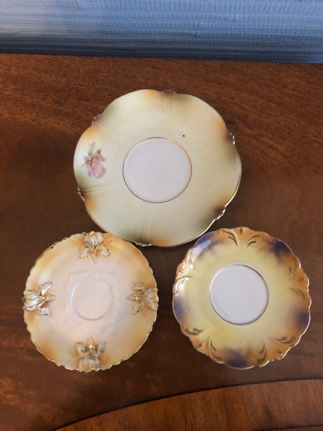 3 Antique R.S. Prussia Saucer Plates: Hand Painted Floral Dishes - Etsy