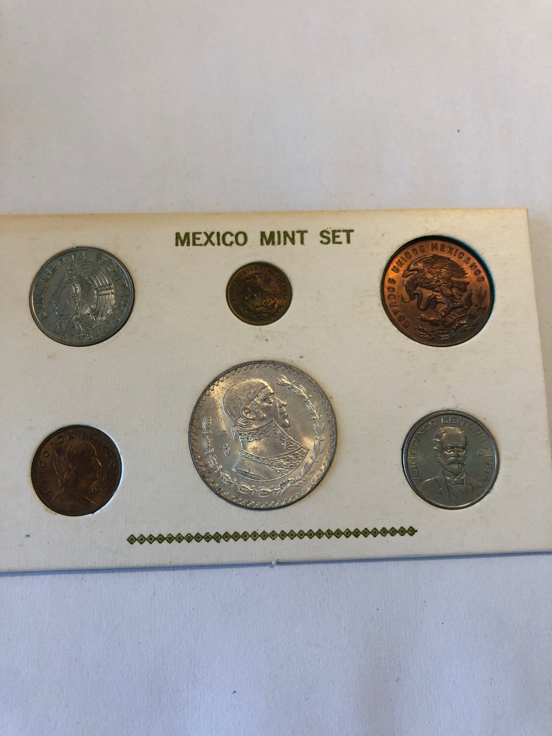 1964 Mexico Mint Set Coin Collection - 6 BU Coins - Silver Un Peso Coin ...