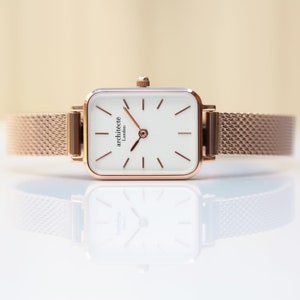 Ladies Personalized Watch, Rose Gold Mesh Strap Watch, Minimalist ...