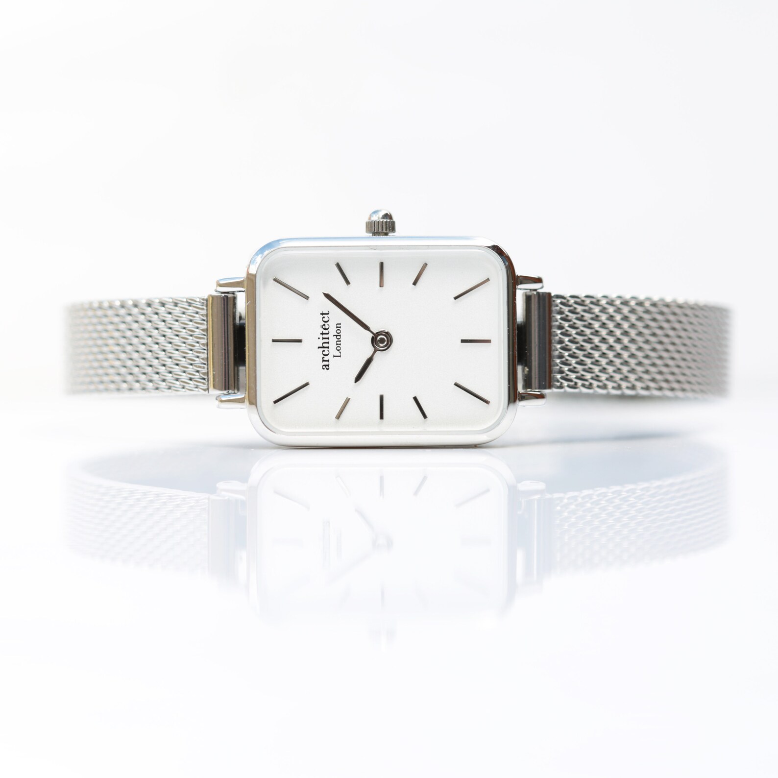 Ladies Personalized Watch, Silver Mesh Strap Watch, Minimalist Ladies ...
