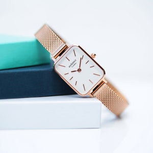 Ladies Personalized Watch, Rose Gold Mesh Strap Watch, Minimalist ...