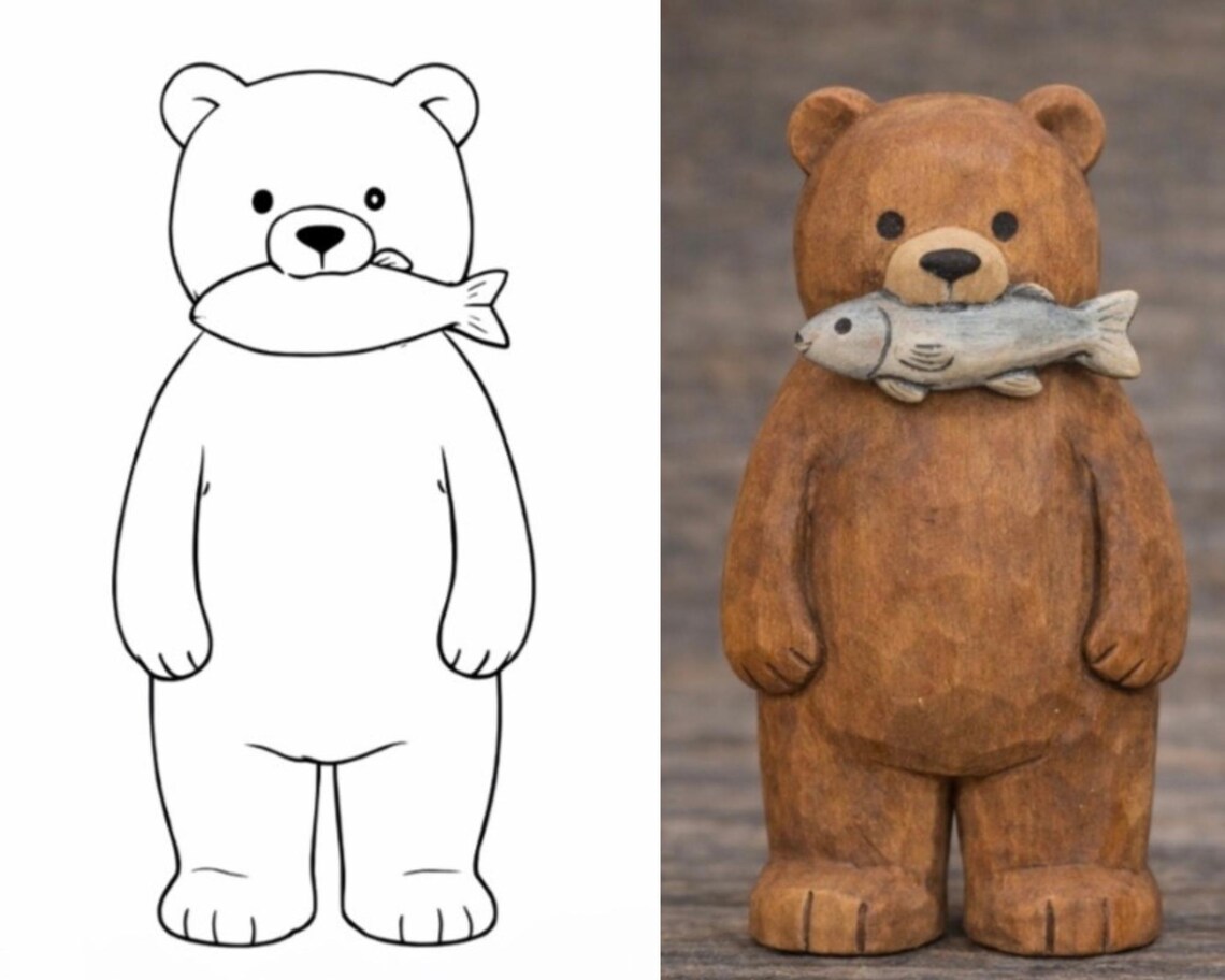 Beginner Brown Bear Whittling Pattern – Easy Wood Carving Template ...